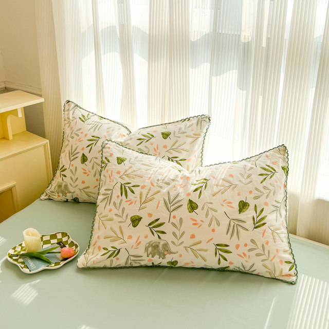 Cartoon lace pure cotton pillowcases pair of pure cotton simple and ...
