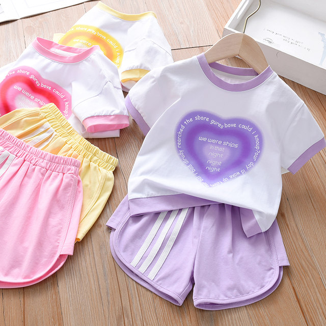 Girls' Love Set Summer 2024 New Western Children's Summer Summer Baby Children's Children's ...
