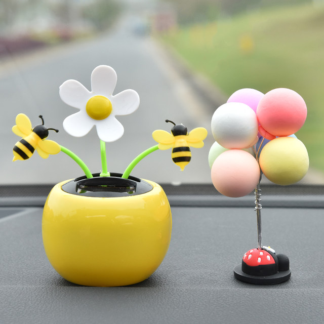 Car interior decoration creative net red cute solar swing apple blossom ...