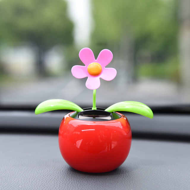 Car interior decoration creative net red cute solar swing apple blossom ...