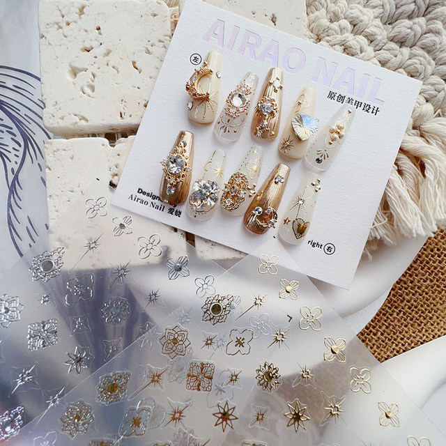 Bronzing silver boho manicure stickers tomoni embossed Japanese nail ...