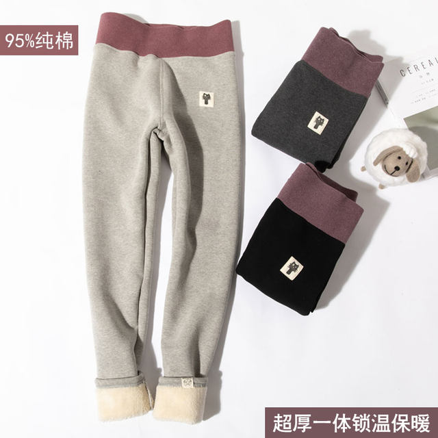 Lamb velvet pure cotton plus velvet thickened leggings women's ...