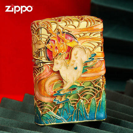 zippo genuine lighter luminous one deer has you gold-plated enamel ...