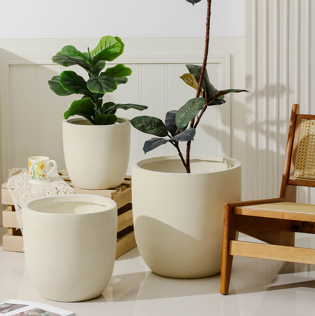 Cream-Style Light Luxury High-End Flower Pot for Monstera, Lemon Tree ...
