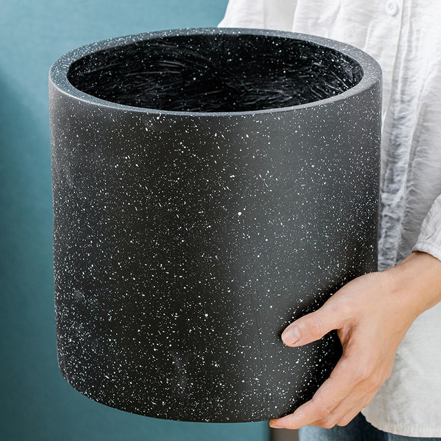 Nordic minimalist round straight magnesium mud flower pot light luxury ...