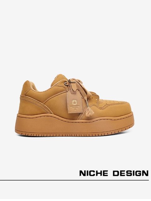 Niche original wheat-colored men's shoes 2025 new thick-soled ...