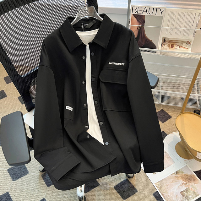 Work jacket men's summer casual handsome denim shirt shirt jacket men's ...