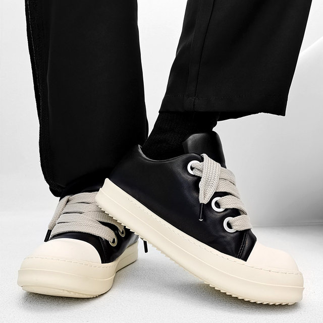 Trendy brand black and white Ro chubby shoes for men niche design thick ...