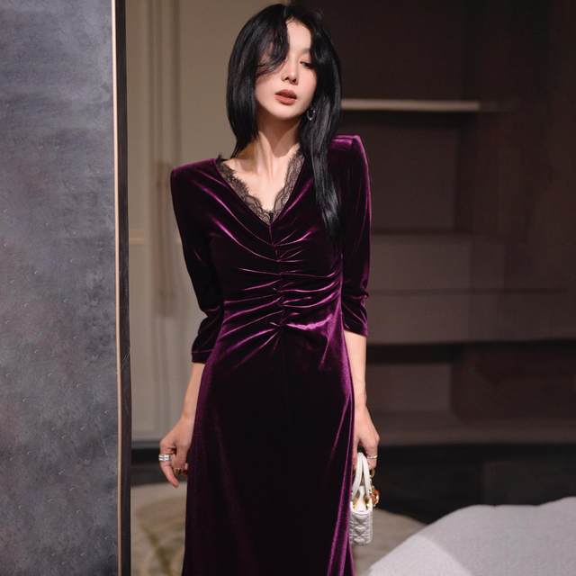 Elegant temperament, high -level sense, imported velvet seven -pointed ...