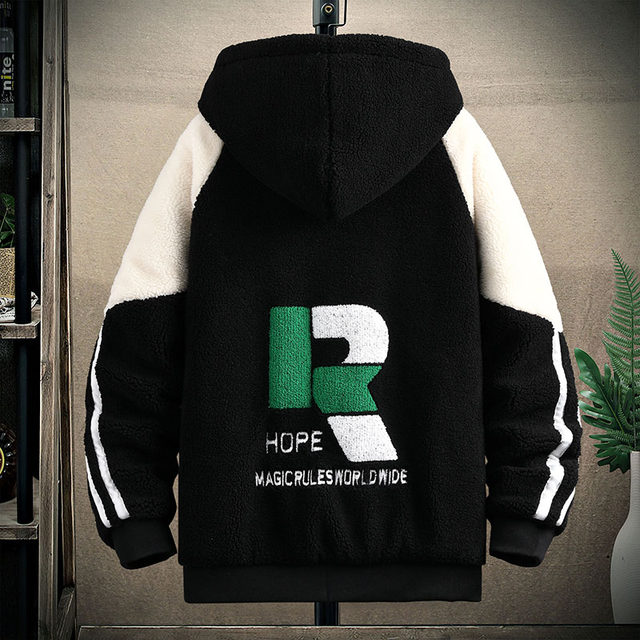 Lamb velvet jacket for men's autumn and winter clothes plus cotton ...