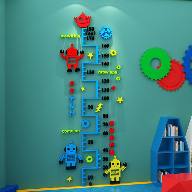 Programming classroom layout robot cartoon height wall sticker training ...