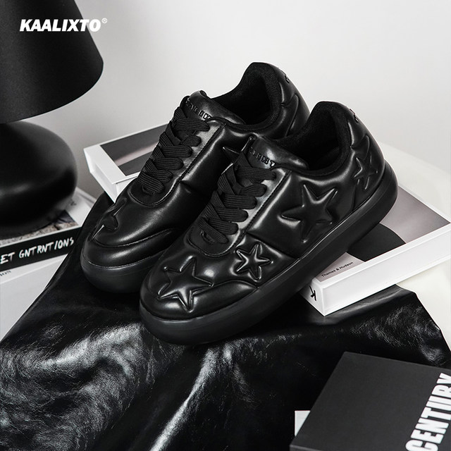 Kaalixto Yun Duo Shoes Black Porn Couple Low Gangs Big Star Shoes Womanical Autumn and Winter ...