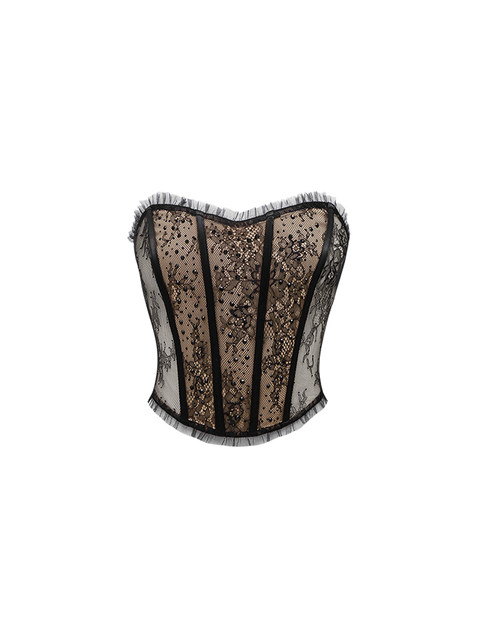 1JINN STUDIO see-through diamond fishbone bra sexy slim waist lace mesh ...