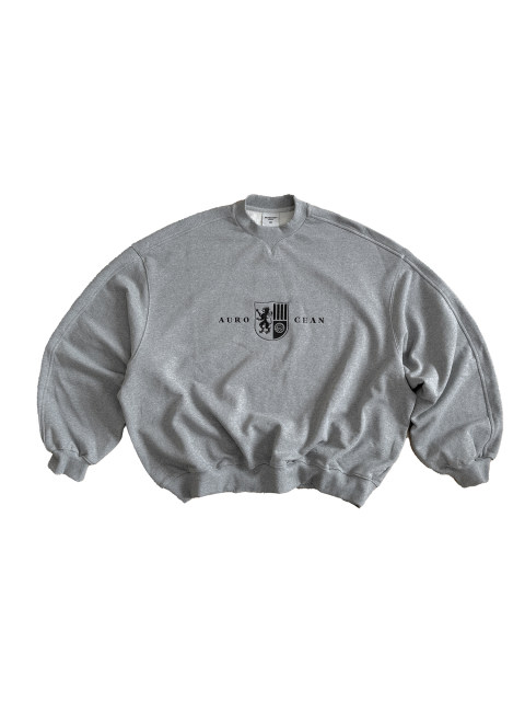 Aurocean retro team embroidered sweatshirt 480g heavy pure cotton gray short wide version autumn ...
