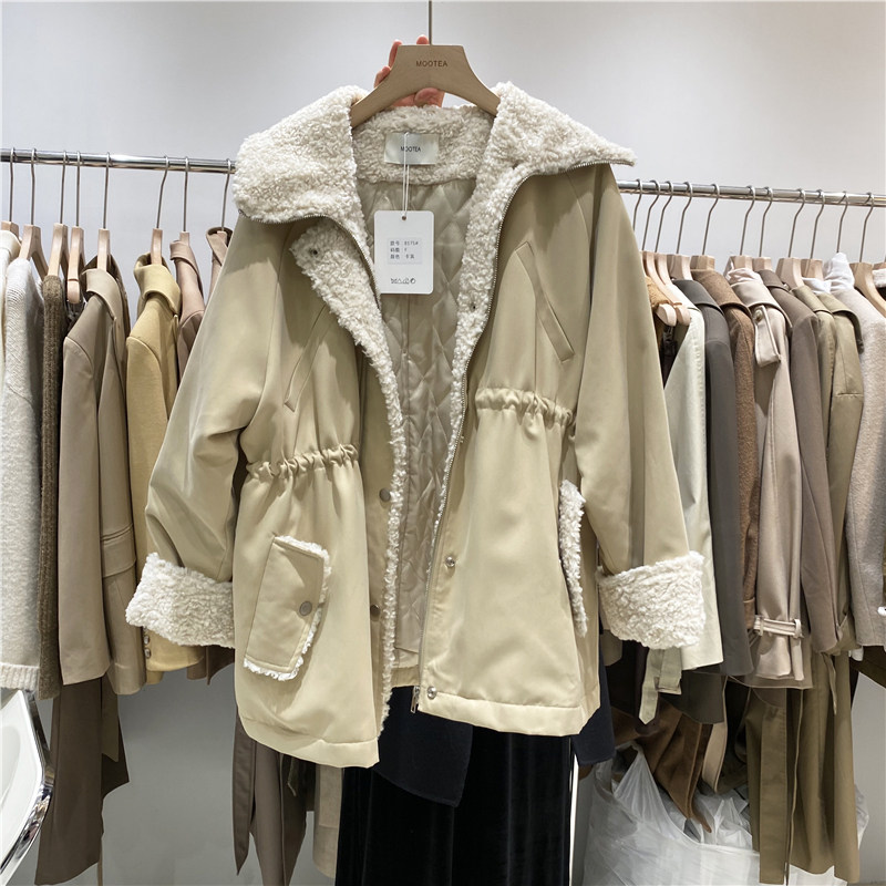 MOOTEA Korean style winter new fashion versatile waist lace-up spliced ...