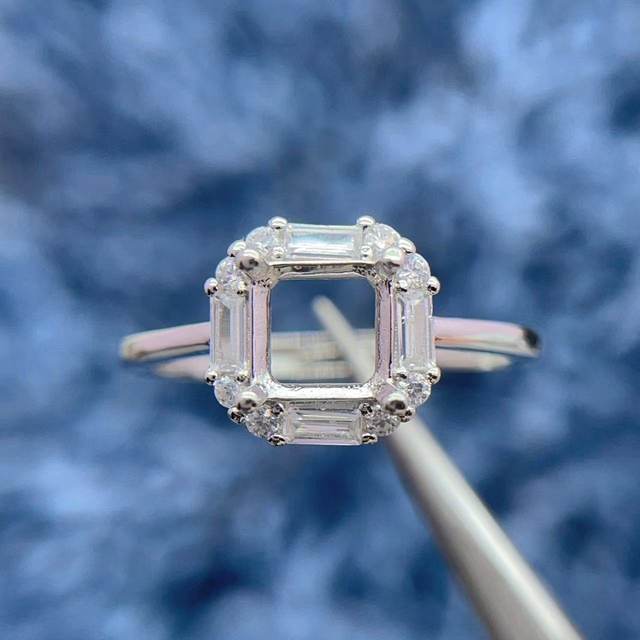 s925 sterling silver ring empty support square 5*5/6*/7*7/8*8mm multi-size ring support ...