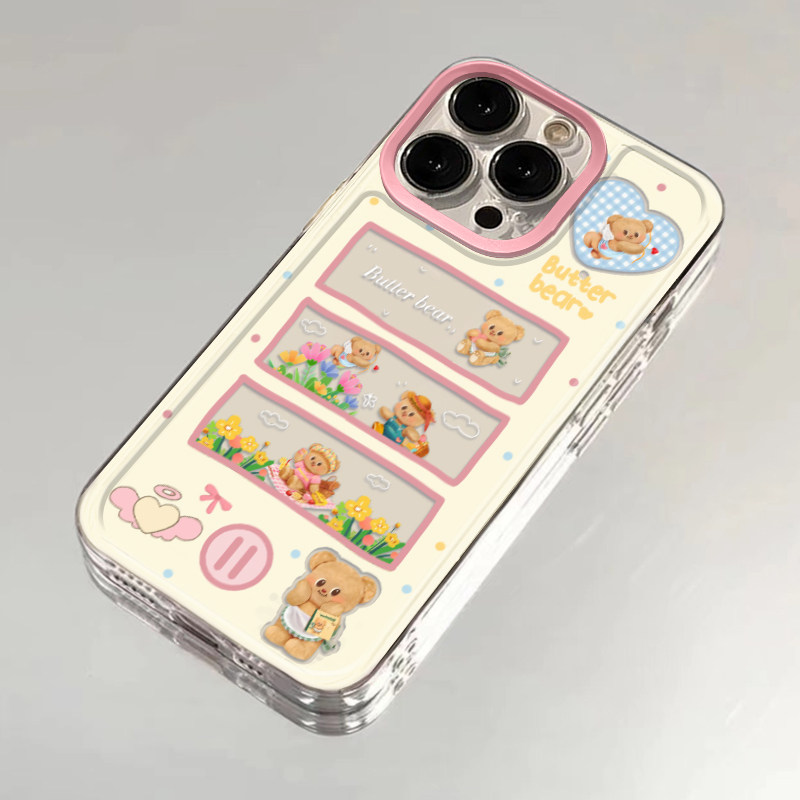 Cute frame bear suitable for Apple 15promax mobile phone case ...