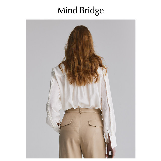 Mindbridge Baijia Good Women's Spring French Design Sensory Long -sleeved Shirt 2024 New Simple ...