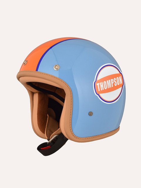 Thompson fiberglass helmet Gulf oil color retro half helmet 3C ...