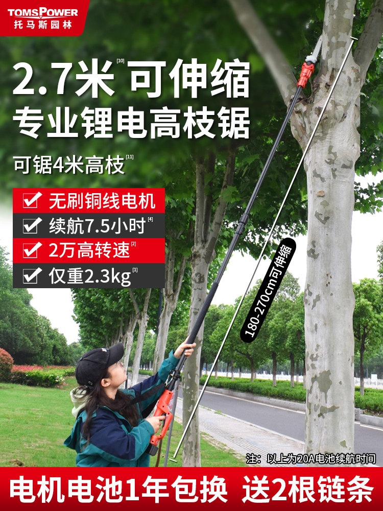 Tomspower 8118 Rechargeable High Branch Saw - Electric Pole Chain Saw