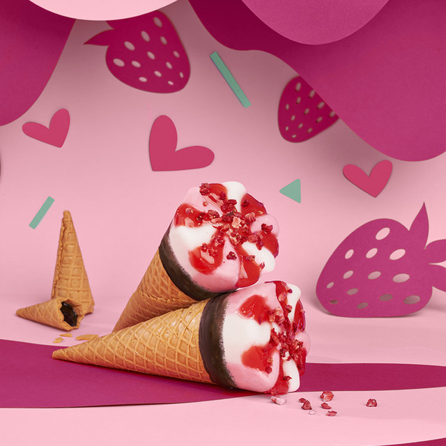Heluxue cute multi-cone ice cream strawberry flavor ice cream cold ...