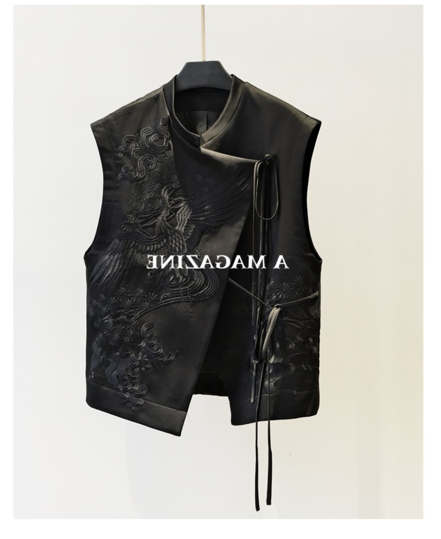 Chinese-Style Embroidered Vest - Oversized Stand Collar