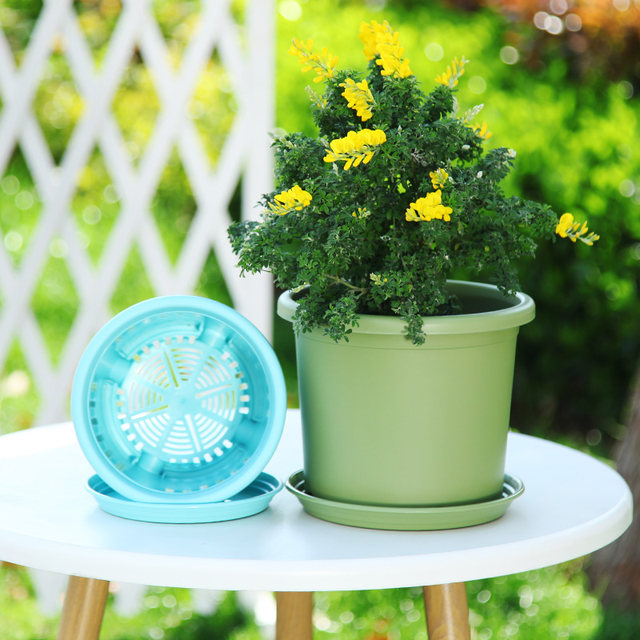 Four-season flower pot plastic resin Nordic simple root control ...