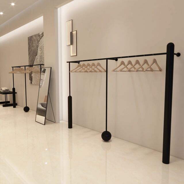 Clothing store display rack black clothes hanger wall hanging display ...