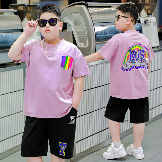 Fat boy summer suit plus weight and size 2024 new medium and large ...