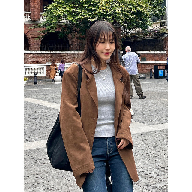 unniee suede suit jacket for women 2025 spring new vintage bahn style ...