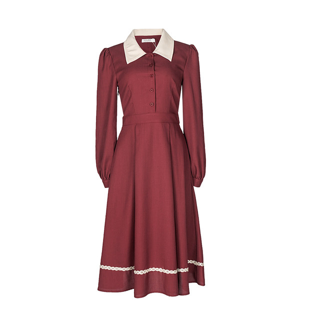 D-Harry/Dihalfang Linge Deep Red Dress Long Sleeve Female Belly Slim ...