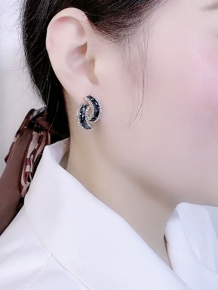 2024 new versatile temperament s925 silver needle earrings for women Japanese and Korean high ...