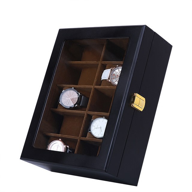 Mengran wooden black matte paint watch box spray paint jewelry display ...