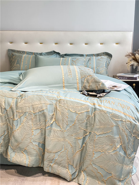 European light luxury 160 count long-staple cotton four-piece set of pure cotton sheets and ...