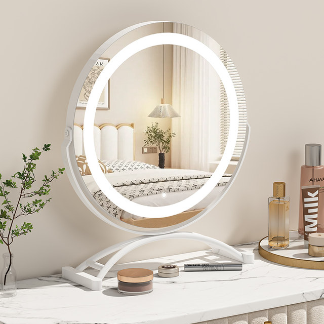 Desktop makeup mirror, home girls' bedroom, LED lighted makeup mirror ...