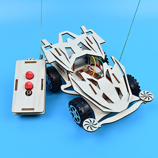 Remote control racing car wooden handmade teaching aids student maker ...