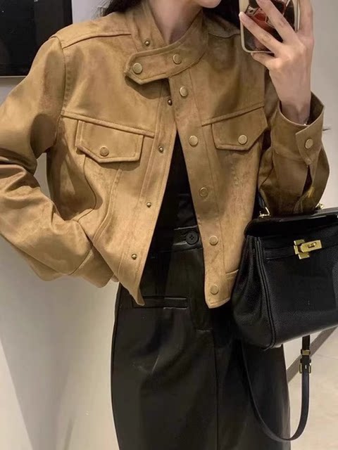 Short suede jacket for women in spring and autumn new 2025 hot fashion ...
