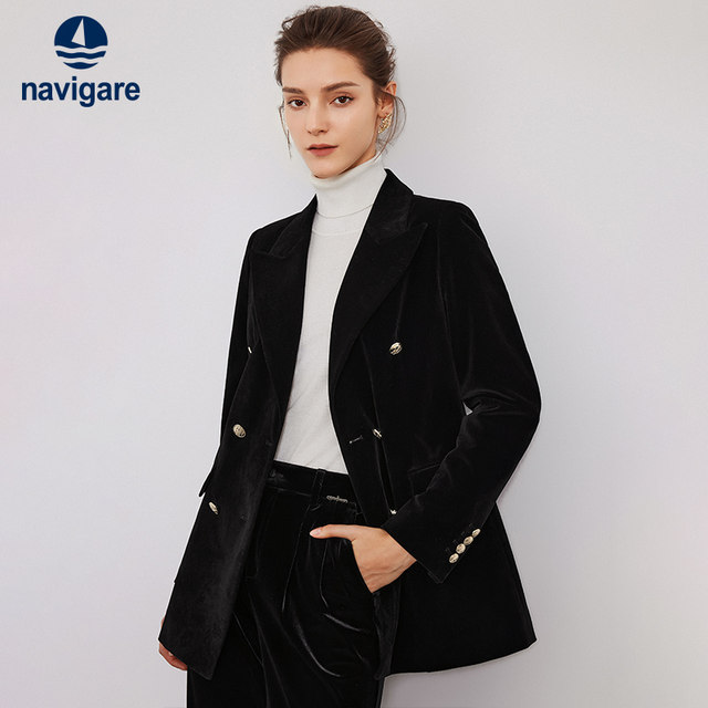 Navigare Italian small sailing black mid-length suit autumn casual gold ...