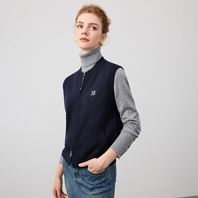 [Pure Wool] Navigare Italian Small Sailing Gray Knitted Vest Women's ...