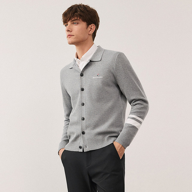 [Wool] Navigare Italian sailing gray sweater jacket men's autumn casual ...