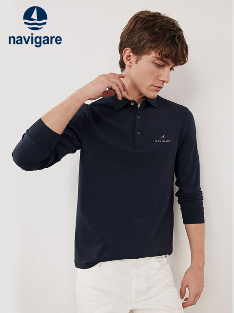 Navigare Italian sailing spring spring long -sleeved Paul Polo shirt ...