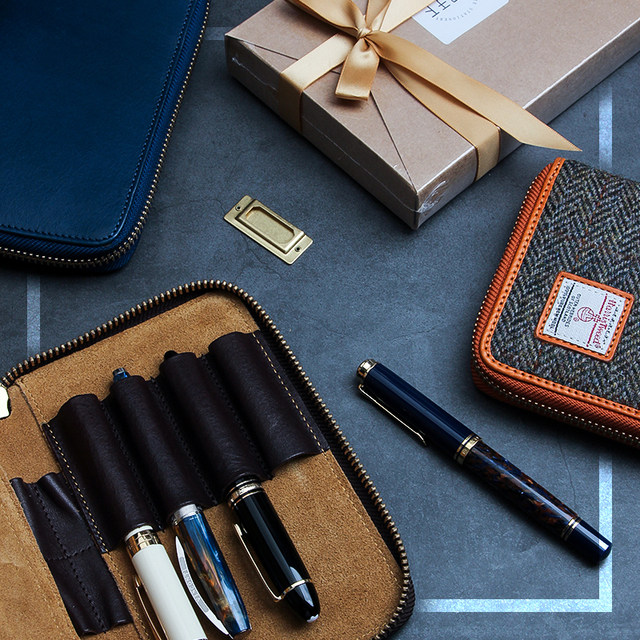 MOZE Italian cowhide pen set leather pen storage set pen curtain pen ...