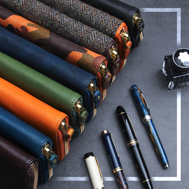 MOZE Italian cowhide pen set leather pen storage set pen curtain pen ...