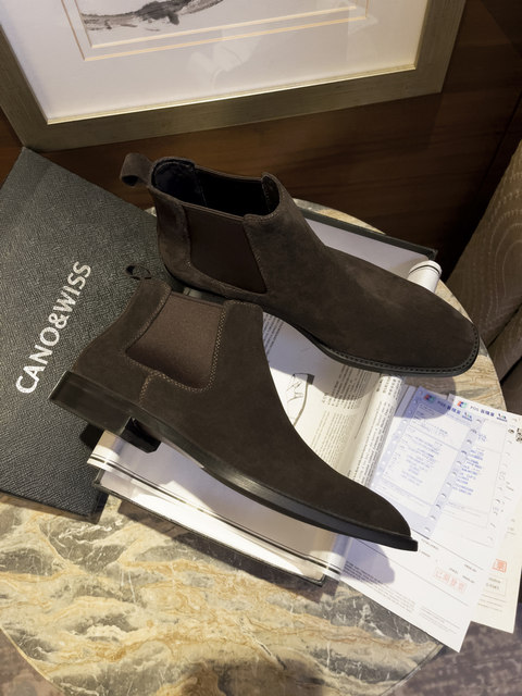 CW Spring Chelsea Boots Men's Leather Short Boots Fleece British One ...