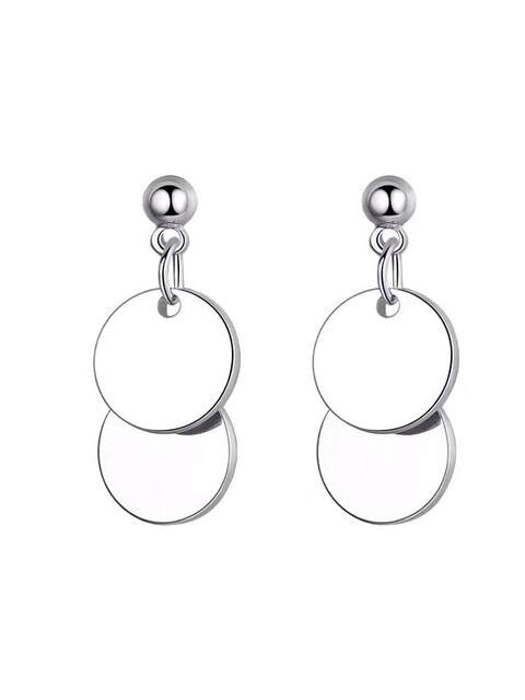 s925 sterling silver small disc earrings for women Korean style simple ...