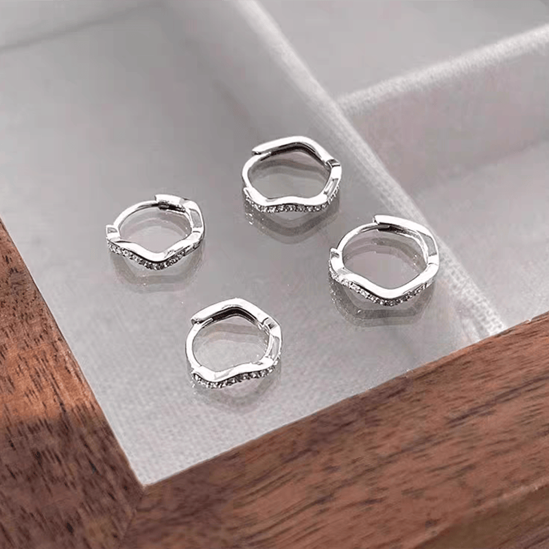 s925 sterling silver zircon wave earrings for women, exquisite and high-end earrings, ear bone ...