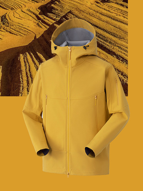 Spring men and women outdoor hooded soft shell suits