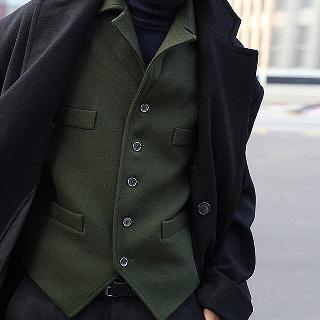 Homemade wool vests, wool, vests with single -style suit, lapel single ...