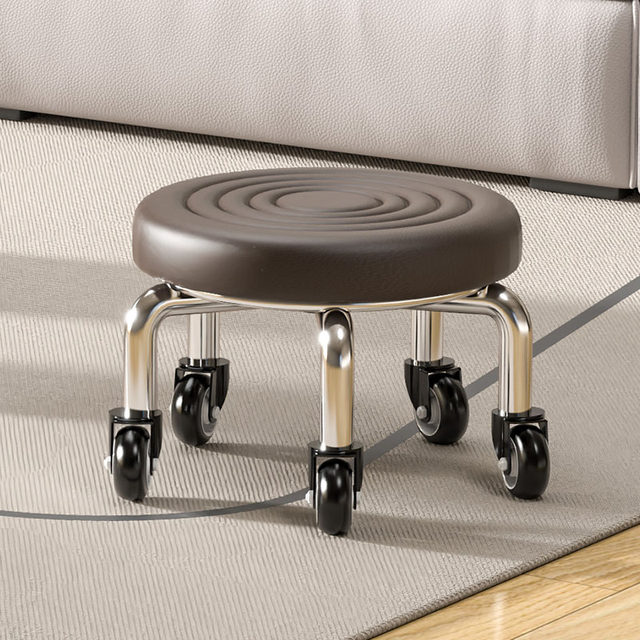 Universal wheel small stool small bench round stool household pulley ...