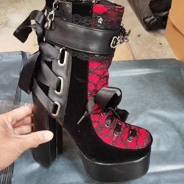 New autumn and winter short boots for women with color matching, sweet ...